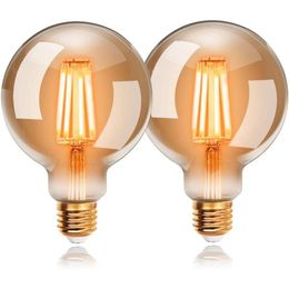 6 w Edison Vintage G80 LED-Lampen, Warmweiß 2200 k E27, entspricht 48 w Glühlampe, Retro-Glühlampe, Retro-Antik-Dekorationslampe, nicht dimmbar, 2