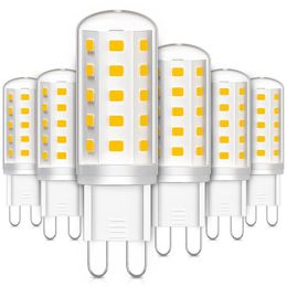 Set mit 6 G9-LED-Leuchtmitteln, 3 w, entspricht 30 w Halogenlampe, warmweiß, kein Flimmern, für Schlafzimmer, Wohnzimmer, Küche, Garten, nicht dimmbar