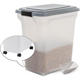 IRIS OHYAMA - Hundefutter Aufbewahrung mit Rollen, 45L/15kg, Grau, Luftdichte Futterbox, Trockenfutter, Futterbehälter, Für Hunde, Katzen,