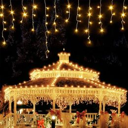 Eisregen Lichterkette Außen 1200 led 30M Lichtervorhang Eiszapfen Weihnachtsbeleuchtung Wasserdicht Strombetrieben für Weihnachten Balkon Garten Dach