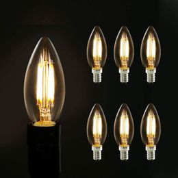 Led Glühbirne E14 Leuchtmittel: 6 Stück Lampe Warmweiß Birne 4W 2700K Filament Retro Edison Glühlampe Vintage Light Bulb Glas Energiesparlampe