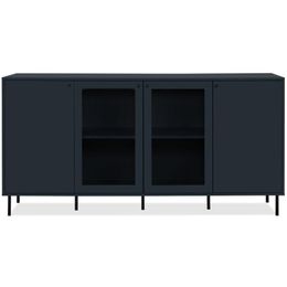 Credenza Caracas 51A mit 4 Türen und 4 Regalen in Navyblau H90xB180xT40