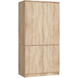 Kleiderschrank Akord S90 Sonoma-Eiche 90 cm 4 Türen 4 Regalböden B90xH180xT51 cm