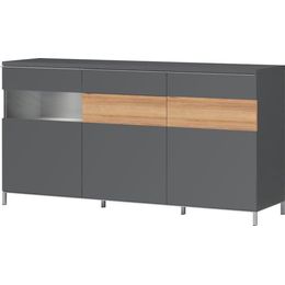 Sideboard Places of Style "Onyx" Sideboards Gr. B/H/T: 167,5 cm x 87,5 cm x 45,2 cm, 1 St., grau (anthrazit, walnussfarben) Kommode mit Soft-Close-Funktion