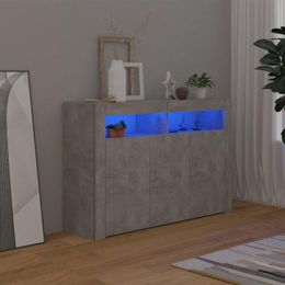 Bonnevie - Sideboard,Kommode,Küchenschrank,Aufbewahrungsschrank mit LED-Leuchten Betongrau 115,5x30x75 cm CFW666290