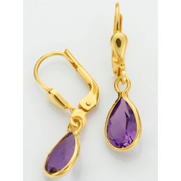 Paar Ohrhänger Lady Ohrringe Gr. Amethyst ct, Metall, goldfarben (gelbgold 375) Damen