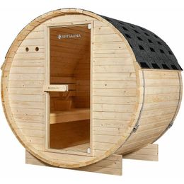 Artsauna - Outdoor Fasssauna Spitzbergen 120 - 3,6 kW Ofen, Saunasteine & Zubehör - Saunafass aus Fichtenholz - Gartensauna - 2 Personen