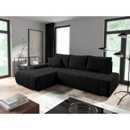 Ecksofa Sofa mit Schlaffunktion vogar Stoff Poso Schwarz Ottomane Links