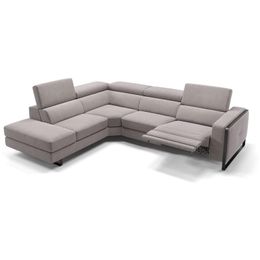 Sofanella - Stoff Ecksofa manzano Links Hellgrau 301 x 109 x 77 cm Füße: Schwarz - Hellgrau