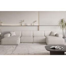 Fun Moebel - Wohnlandschaft Sofa U-Form celes premium in Stoff Scala Hellbeige