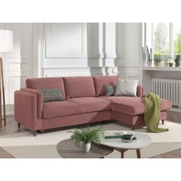 Brooke – ecksofa rechts – mit schlaffunktion und bettkasten – 4-sitzer – aus samt - rosa