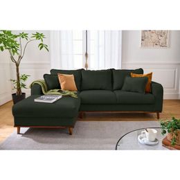 Albane - 4-sitzer ecksofa links - cord - grün