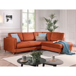 Brooke – ecksofa rechts – mit schlaffunktion – 5-sitzer – aus samt - rostfarben