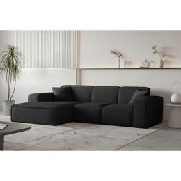 Ecksofa Designersofa celes premium Stoff Ascot Bukla Schwarz Ottomane Links