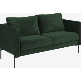 ebuy24 Kingsley A2 2,5-Sitzer-Sofa mit schwarzen Metallbeinen. Dunkelgrün