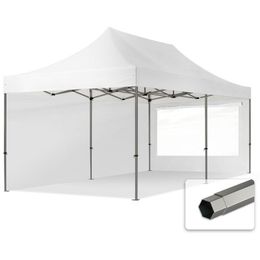 Toolport - 3x6m Faltpavillon, premium Stahl 40mm, Seitenteile mit Panoramafenstern, weiß - weiß