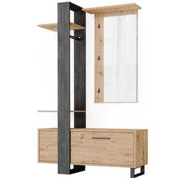 Garderobe Porto, Braun, 120 x 192 cm, VICCO