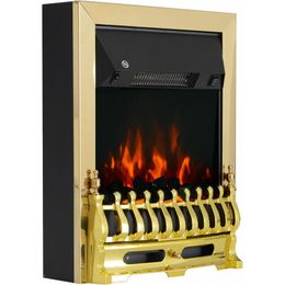 Elektrokamin Kamin Kaminofen Elektrischer Standkamin Flammeneffekt 1000/2000W 48,2 x 18,5 x 59,2 cm Gold - HOMCOM