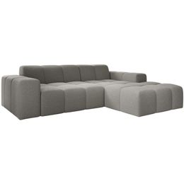 Sofa Merano - Ecksofa 3 Sitzer, Wohnzimmer Couch, in l Form, kleine Eckcouch, mit Ottomane, 245 cm breit - Rechts, Bouclé-Gewebe in Grau - Juskys