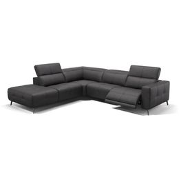 Leder Ecksofa marbella Links Schwarz 304 x 111 x 81 cm Füße: Schwarz - Schwarz - Sofanella