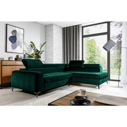 Ecksofa Schlafsofa Sofa agnesa Stoff Salvador Dunkelgrün Ottomane Rechts