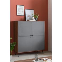 Highboard Salesfever Sideboards Gr. B/H/T: 118 cm x 134 cm x 40 cm, Highboard 118 cm Walnuss/Grau, braun (walnuss) Vitrine in moderner Farbkombination von Walnuss und Grau