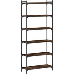 Bücherregal 6 Böden Räuchereiche 80x30x188 cm Holzwerkstoff vidaXL