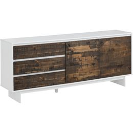 Sideboard Home Affaire "Morgan" Sideboards Gr. B/H/T: 165 cm x 68 cm x 35 cm, braun (weiß, braun) Kommode aus massivem Kiefernholz, mit Griffmulden, Breite 165 cm