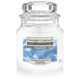 yankee candle Duftkerze Kleines Glas Soft Cotton 104g weiß Duft Kerze Duftkerzen