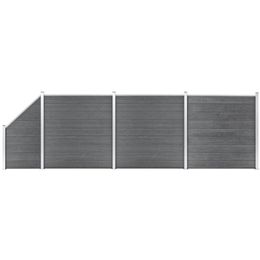 vidaXL - wpc Zaun-Set 3 Quadrate + 1 Schräge 619x186 cm Grau