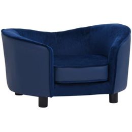 vidaXL - Hundesofa Blau 69x49x40 cm Plüsch und Kunstleder