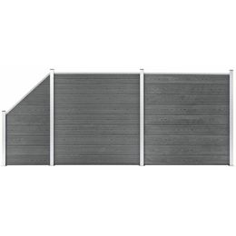 vidaXL - wpc Zaun-Set 2 Quadrate + 1 Schräge 446x186 cm Grau