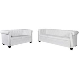 vidaXL - Chesterfield-Sofas 2-Sitzer und 3-Sitzer Kunstleder Weiß