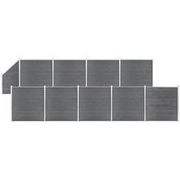 vidaXL - wpc Zaun-Set 9 Quadrate + 1 Schräge 1657x186 cm Grau