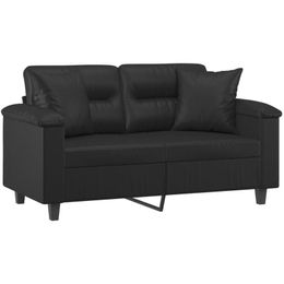 vidaXL - 2-Sitzer-Sofa mit Zierkissen Schwarz 120 cm Kunstleder