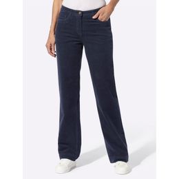 Cordhose Inspirationen, Damen, Gr. 38, Normalgrößen, blau (marine), 98% Baumwolle, 2% Elasthan, unifarben, lang, Hosen