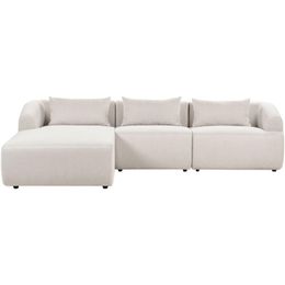 Beliani Ecksofa Hellbeige Stoffbezug L-förmig 3-Sitzer Sofa mit Chaiselongue Rechts Wohnzimmermöbel Modern Wohnzimmer Ausstattung Wohnecke Sitzecke