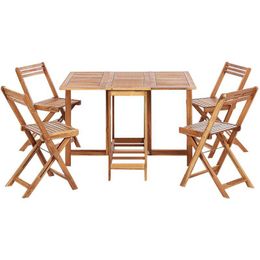 Beliani - Gartenmöbel Set Hellbraun Akazenholz 5-Teilig Klapptisch mit 4 Klappstühlen Runstikales Design Outdoor Terrasse Garten Ausstattung Tisch-Set