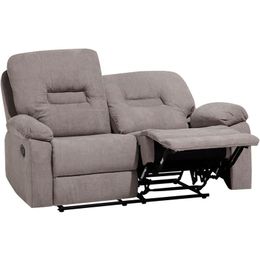 Beliani Sofa Grau-Braun Polsterbezug 2-Sitzer Relaxfunktion Retro Wohnzimmer