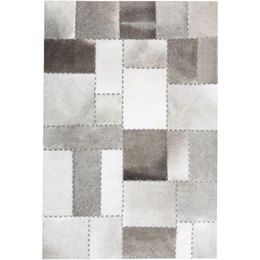 Beliani - Teppich Leder Taupe Patchwork 140 x 200 cm Elegant Wohnzimmer