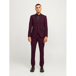 Jack & Jones Anzug JACK & JONES "JPRFRANCO SUIT NOOS" Gr. 50, N-Gr, rot (winetasting fit:super slim fit) Herren Anzüge