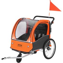 Mophorn - vevor Fahrradanhänger, Kinderfahrradanhänger Doppelsitz, 45 kg Tragkraft, 2-in-1- Kinder Anhänger Buggy, umbaubar in Kinderwagen, faltbarer