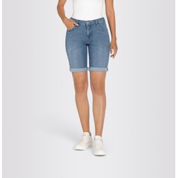 Bermudas MAC "SHORTY summer clean" Gr. 34, N-Gr, blau (commercial summer blue wa) Damen Hosen aus sehr leichter, sommerlicher Qualität mit softem Griff