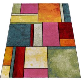 Paco Home - Designer Teppich Kariert Trendig Bunt Meliert Eyecatcher Grün Blau Orange Pink 160x230 cm