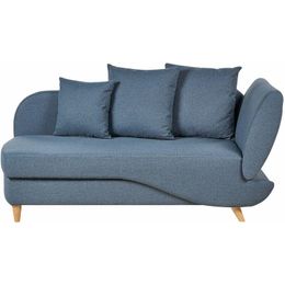 Beliani Chaiselongue Rechtsseitig Dunkelblau Leinenoptik mit Bettkasten Dekokissen Modern Récamiere Liegesofa Sitzmöbel Wohnzimmer Jugendzimmer