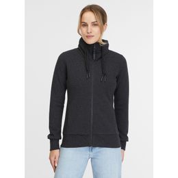 Sweatjacke Ragwear "RONETTE", Damen, Gr. XXXL (46), grau (dunkelgrau), Sweatware, Obermaterial: 60% Baumwolle, 40% Polyester, unifarben, meliert, casual, Langarm Rippbündchen, Sweatjacken