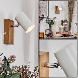 hofstein Gesteira Wandleuchte Chrom, Holzoptik, 1-flammig