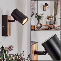 hofstein Gesteira Wandleuchte Holzoptik, Schwarz, 1-flammig
