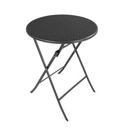 Klapptisch rund, Rattan-Optik, 60 cm, Balkontisch, klappbar, schwarz