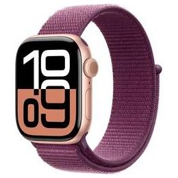 Smartwatch Apple "Watch Series 10 Aluminium" Smartwatches Gr. 42mm, ohne eSIM, One-Size, Sport Loop, rosegold (pflaume/rosegold)